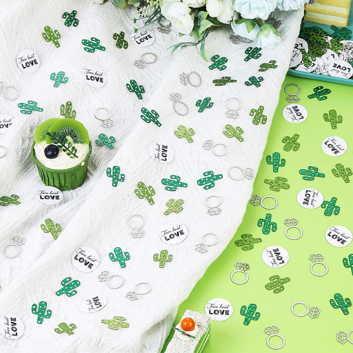 Kreatwow Fiesta Bachelorette Party Decorations 200pcs Taco Bout Love Confetti Mexican Fiesta Bridal Shower Party Supplies Cinco De Mayo Party Cactus Table Decors Scatter for Wedding Engagement