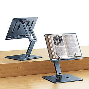 OATSBASF Adjustable Book Stand for Reading, Foldable Book Holder Multi Heights Angles Cooking Bookstands, Laptop Stand, Tablet Stand for Child Textbook/Recipe/Magazine/Pad (Blue Grey)