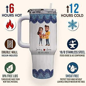 Custom 40oz Tumbler with Handle – wedding party poses-Personalized Couple Gift for Anniversary Wedding Gift, Birthday, Mother's Day, Valentine’s Day KIbVEc