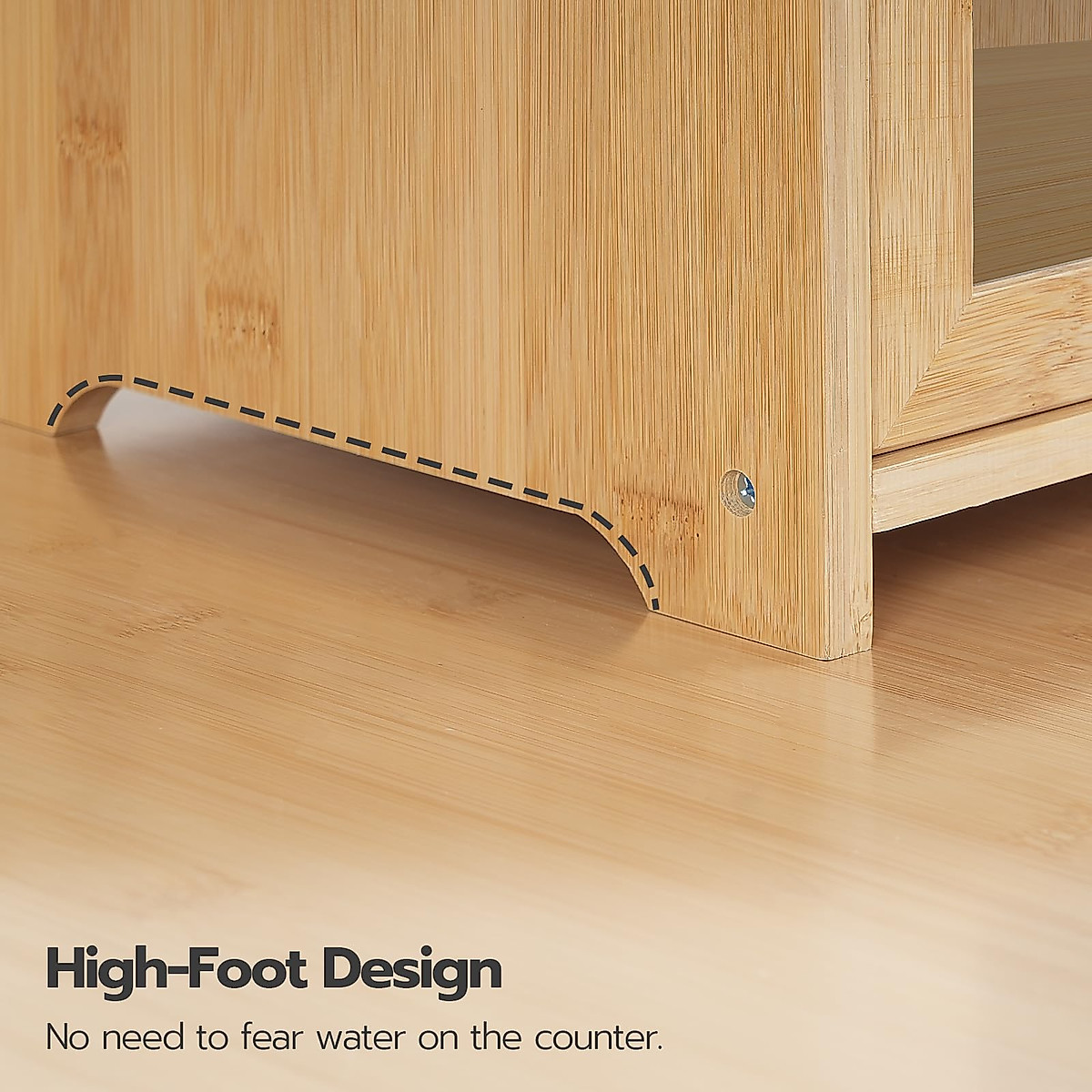 HOOBRO Bread Box, Bamboo Bread Box for Kitchen Countertop, 2 Tier Roll-Top Bread Bin, Food Storage Box, Large Capacity Keeper, Wooden Storage Cabinet, for Kitchen, Dining Room, Natural YL13MB01