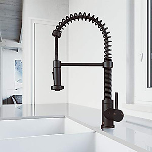 VIGO VG02001MB 19" H Edison Single-Handle with Pull-Down Sprayer Kitchen Faucet in Matte Black