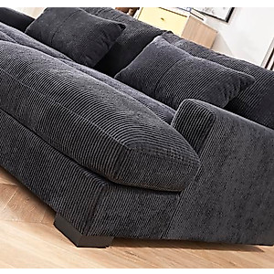 US Pride Furniture Luxe Double Chaise Sleeper Sofa with Soft Corduroy Upholstery, Adaptable to Twin Bed, Comfortable Living Room Couch for Modern Homes, 89.9" Wide, Black