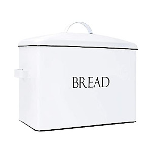 OUTSHINE Farmhouse Extra Large Bread Box for Kitchen Countertop | White Bread Box with Fitted Lid | Vintage Bread Storage Container for Kitchen | Best Farmhouse Bread Box Countertop Gift