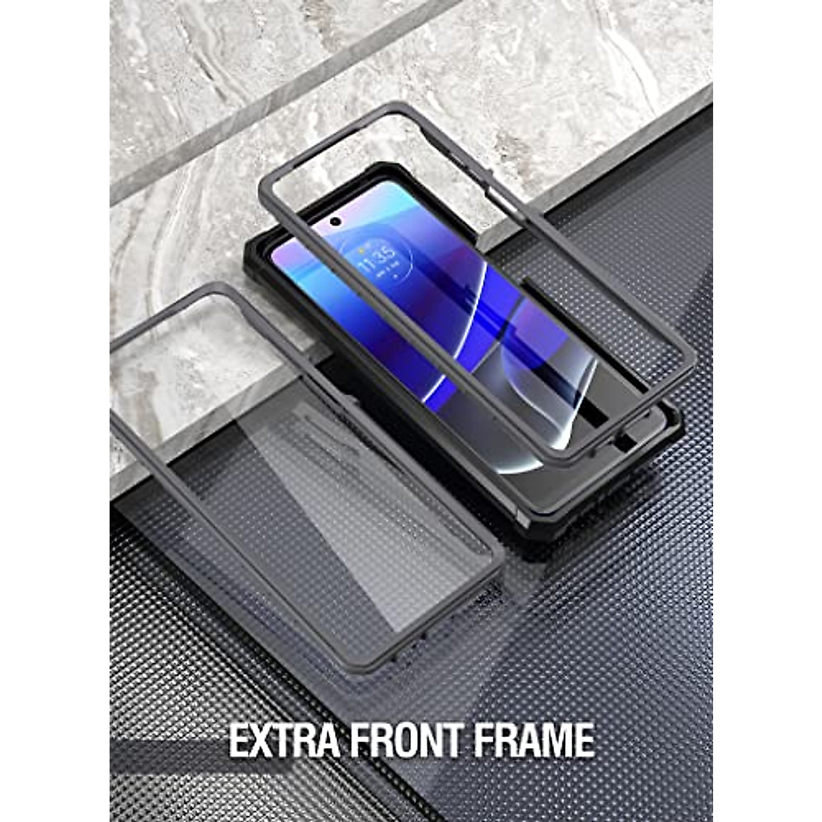 Poetic Guardian Case Designed for Motorola Moto G Stylus 5G (2022) Model #: XT2215, [6FT Mil-Grade Drop Tested], Full-Body Hybrid Shockproof Bumper Cover with Built-in Screen Protector, Black