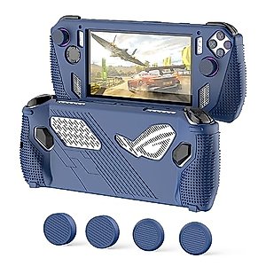 WOOPIT Silicone Case Compatible ASUS Rog Ally Gaming Handheld Console Protector,Anti-Scratch Drop-Proof Non-Slip Full Protective Rog Ally Case with 2 Pair Thumb Grips