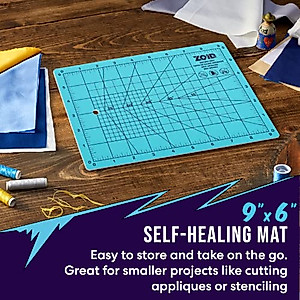 Zoid 9" x 6" Self-Healing Cutting Mat, PVC Grid Mat, Crafting and Sewing Mat for Multiple Projects, Arts and Crafts, Silhouette Cutting, Cyan/Purple BP