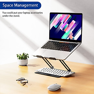 BESIGN LS10 Aluminum Laptop Stand, Ergonomic Adjustable Notebook Stand, Riser Holder Computer Stand Compatible with Air, Pro, Dell, HP, Lenovo More 10-14" Laptops, Black