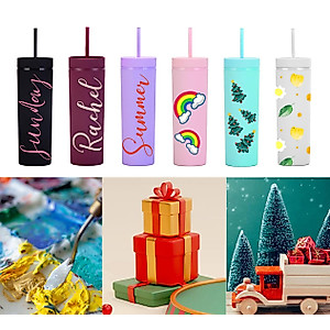 Essasea Matte Burgundy Tumblers with Lids and Straws.16oz Skinny Tumblers Bulk.Double Walled Plastic Acrylic Pastel Tumblers Cups for Iced Coffee Smoothie.DIY Silm Tumblers.