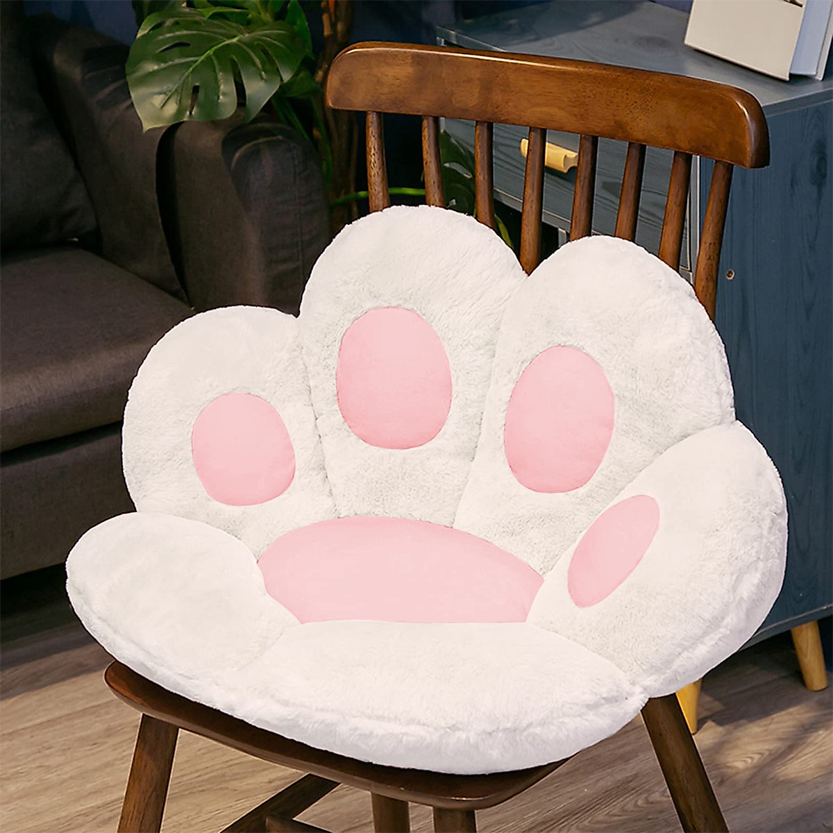 Cute Cat Paw Cushion Lazy Sofa Office Chair Cushion Bear Paw Warm Floor Cute Seat Pad for Dining Room Bedroom Comfort Chair for Health Building White 31.4 * 27.5 inch