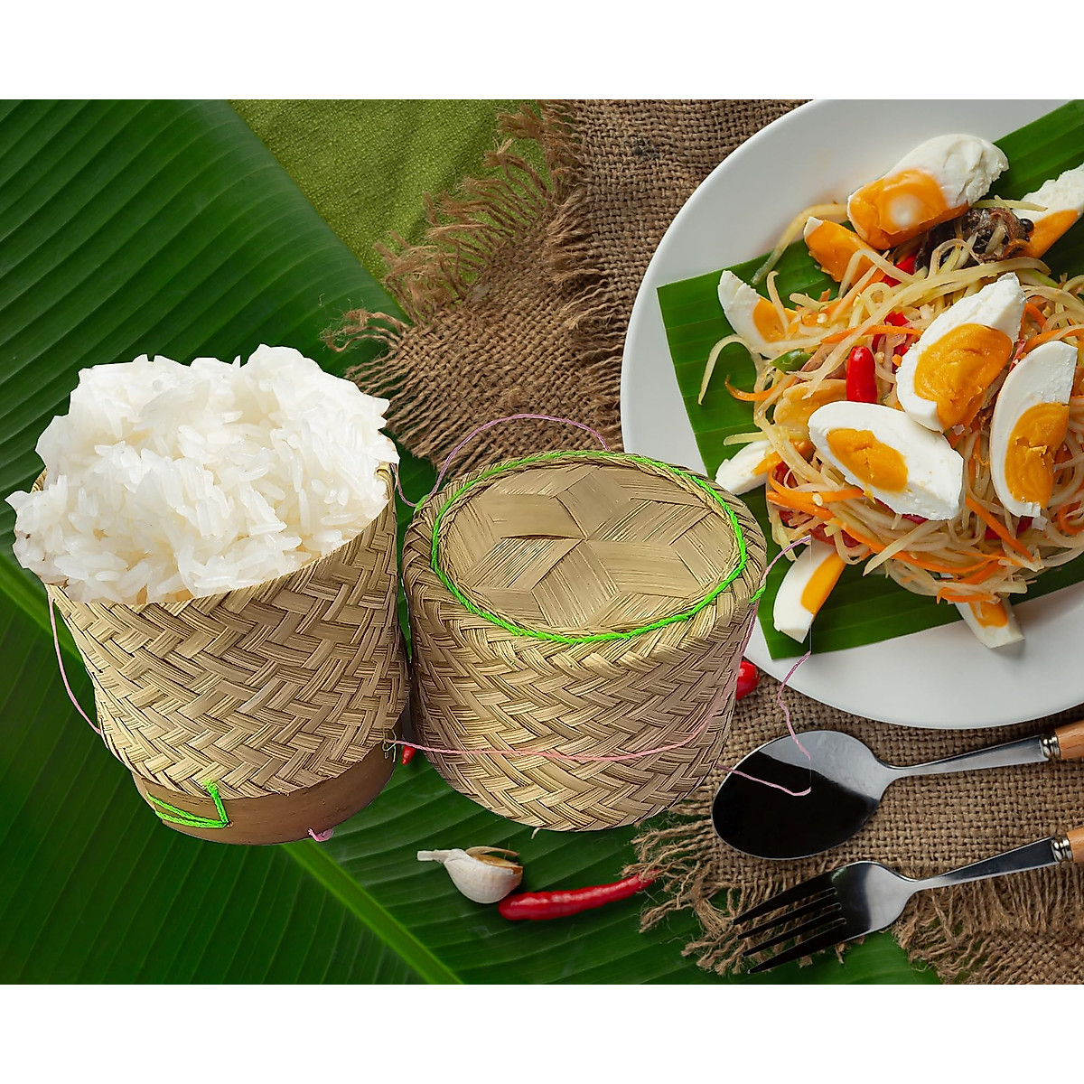 Heavens Tvcz Sticky Rice Basket Small Kratip Container Thai Serving Bowl Bamboo Rice Thai Laos Traditional Weave Wickerwork Serving Keeping Rice