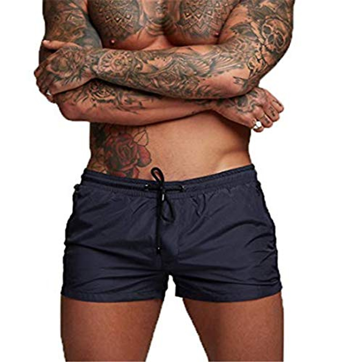EDOTON Men's Swimming Trunks,Summer Quick Dry Swimwear Shorts Pants for Beach Hotspring Surfing Casual Training Pants L B Navy Blue