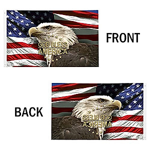 God Bless America Outdoor Flags, American Bald Eagle 3X5 Foot Flag,Patriotic 4th of July Independence Day Garden Decorations,Fade Resistant Yard Flag for Patio,Lawn