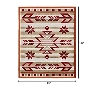 Unique Loom Outdoor Modern Collection Area Rug - Albuquerque (8' x 10' Rectangle, Burgundy/ Beige)