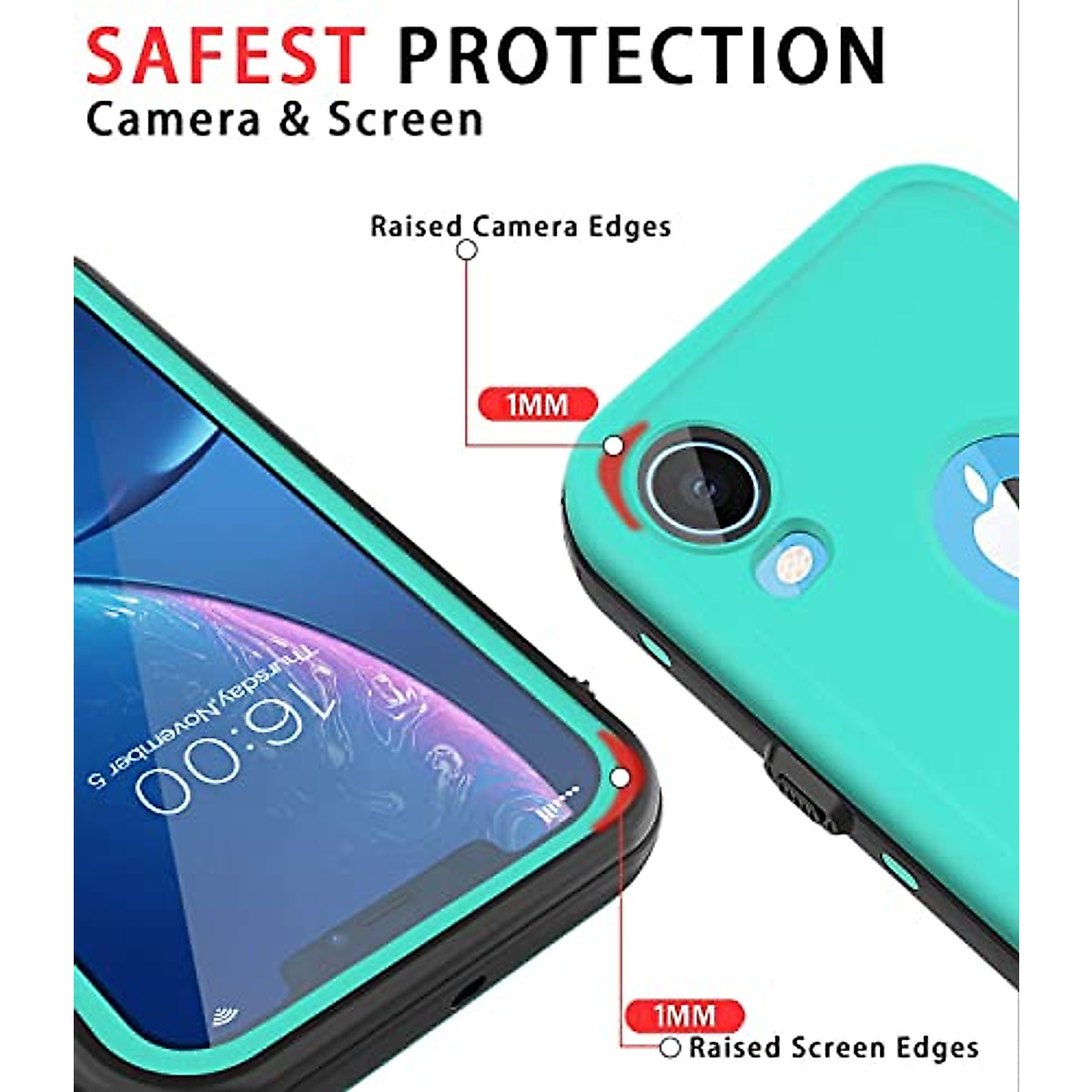 Diverbox for iPhone Xr Case Waterproof,Shockproof Dustproof IP68 Full-Body Sturdy with Kickstand Case Built-in Screen Protector,Underwater Full Sealed Cover Protective for iPhone Xr (Teal)