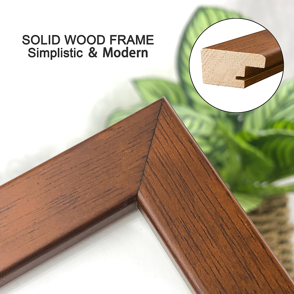 DEKWINN 11x14 Picture Frame Set of 2 Made of Solid Wood with Real Glass for Pictures 8x10 with Mat or 11x14 Without Mat, Wall Mount or Tabletop Gallery Photo Frames, Brown