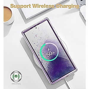 SURITCH for Samsung Galaxy S23 Ultra Case, [Built-in Screen Protector] [Dual-Layer Protection ] Full Protection Shockproof Rugged Bumper Phone Cover for Samsung S23 Ultra 6.8 Inch - Purple Cosmos