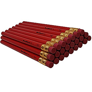 RevMark Jumbo Round Pencil 24-Pack with Black Lead, USA Made. Quality Cedar Wood for Carpenters, Construction Workers, Woodworkers, Framers, DIY, Students, Teachers (Red)