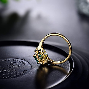 Lanmi Brilliant Natural Green Emerald Ring Solid 14K White Yellow Gold Engagement Wedding Diamonds Rings for Women Promotion