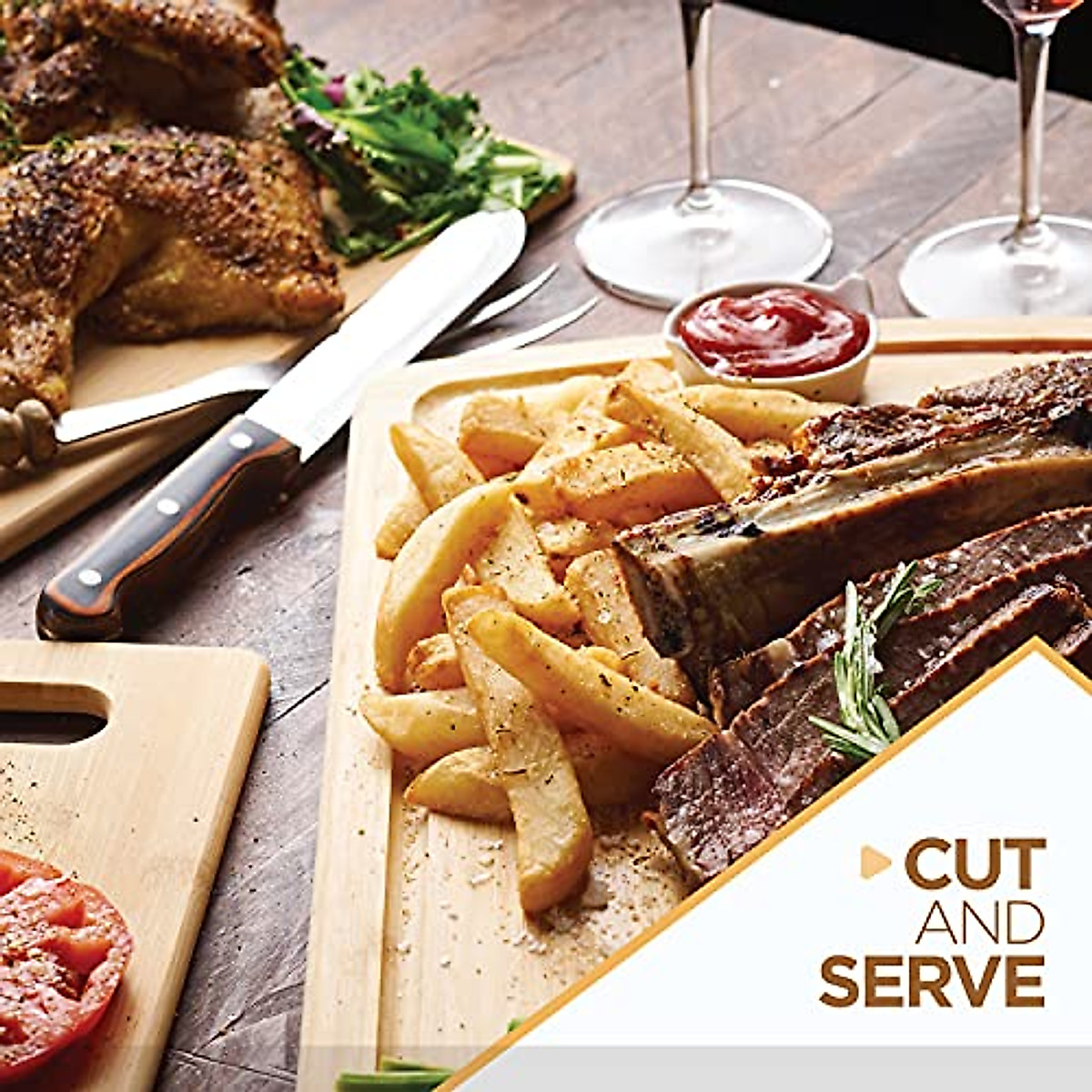 Bamboo Cutting Board Set of 4 - Kitchen Chopping Boards with Juice Groove for Meat, Cheese and Vegetables - Large Natural Wood Butcher Block, Cheese Board & Charcuterie Board