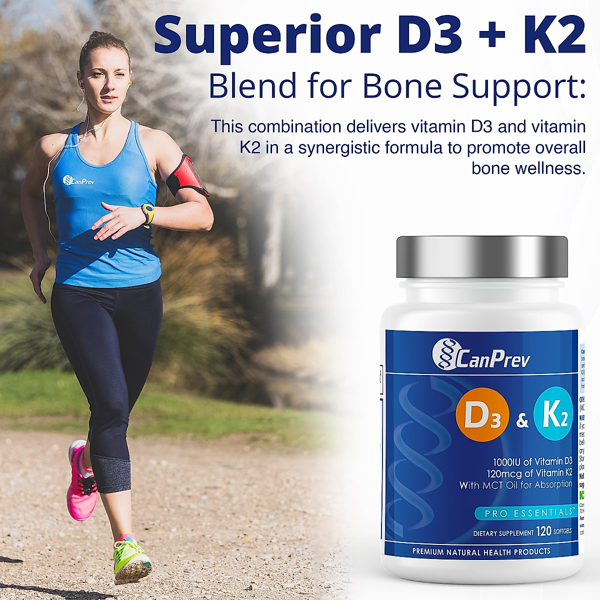 CanPrev D3 & K2 - Organic Coconut Oil (120 softgels)