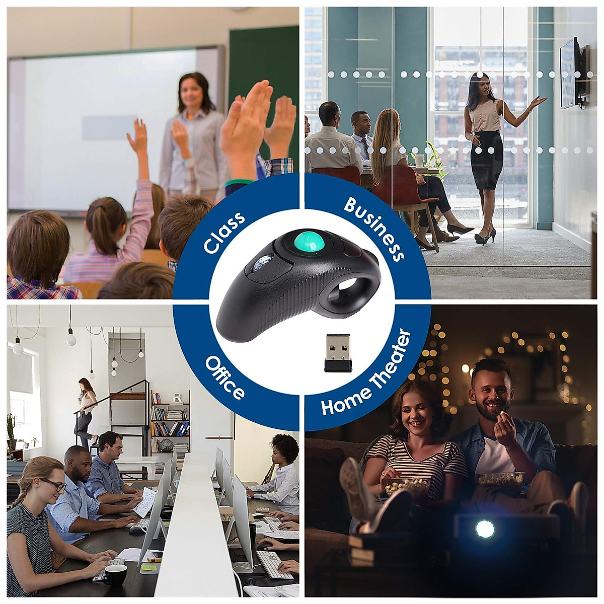 EIGIIS 2.4G Ergonomic Trackball Handheld Finger USB Mouse Wireless Optical Travel DPI Mice for PC Laptop Mac Left and Right Handed