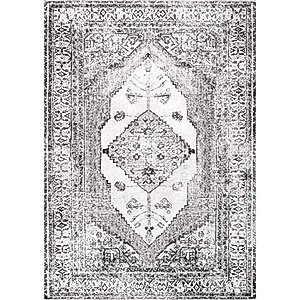 nuLOOM Gladys Machine Washable Vintage Medallion Accent Rug, 2' x 3', Light Grey