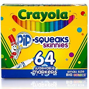 Crayola Pip-Squeaks Skinnies Washable Markers, 64 count, Great for Home or School, Perfect Art Tools
