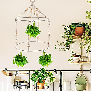 ZUDKSUY Double Hanging Drying Rack with 15 Hooks Hand-Woven Hanging Vegetable Drying Rack, Air-Dried Vegetable and Dried Fruit Rack for Air-Dried Plants, Spices and Flowers