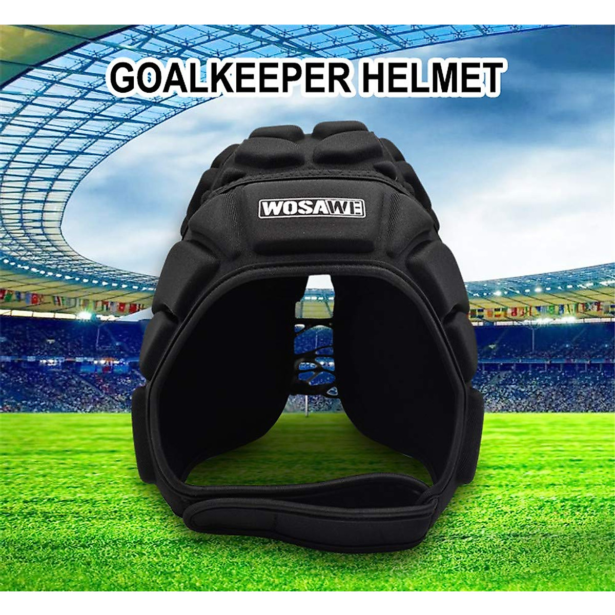 WOSAWE Goalkeeper Helmet Soft Shell Rugby Headguards Multi Sports Head Injury Protection Headgear, L