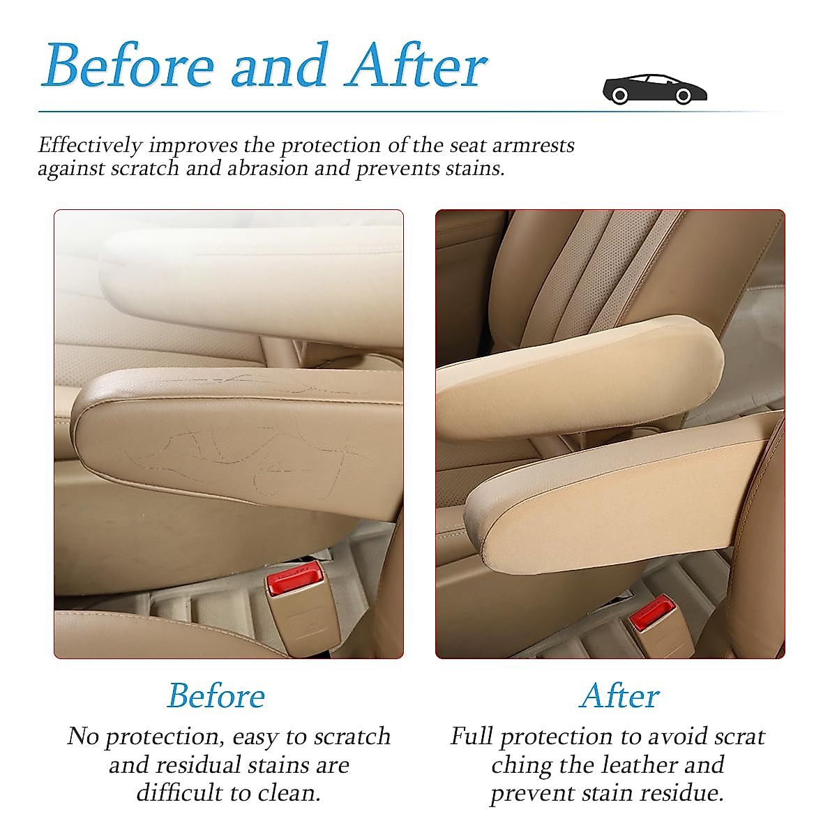 AUCELI 2 Pcs Car Front Seat Armrest Covers, Cloth Fabric Armrest Protectors, Direct Replacement Center Console Lid Armrest Cover Skin, Universal Accessories for Car, SUV, Truck and Van