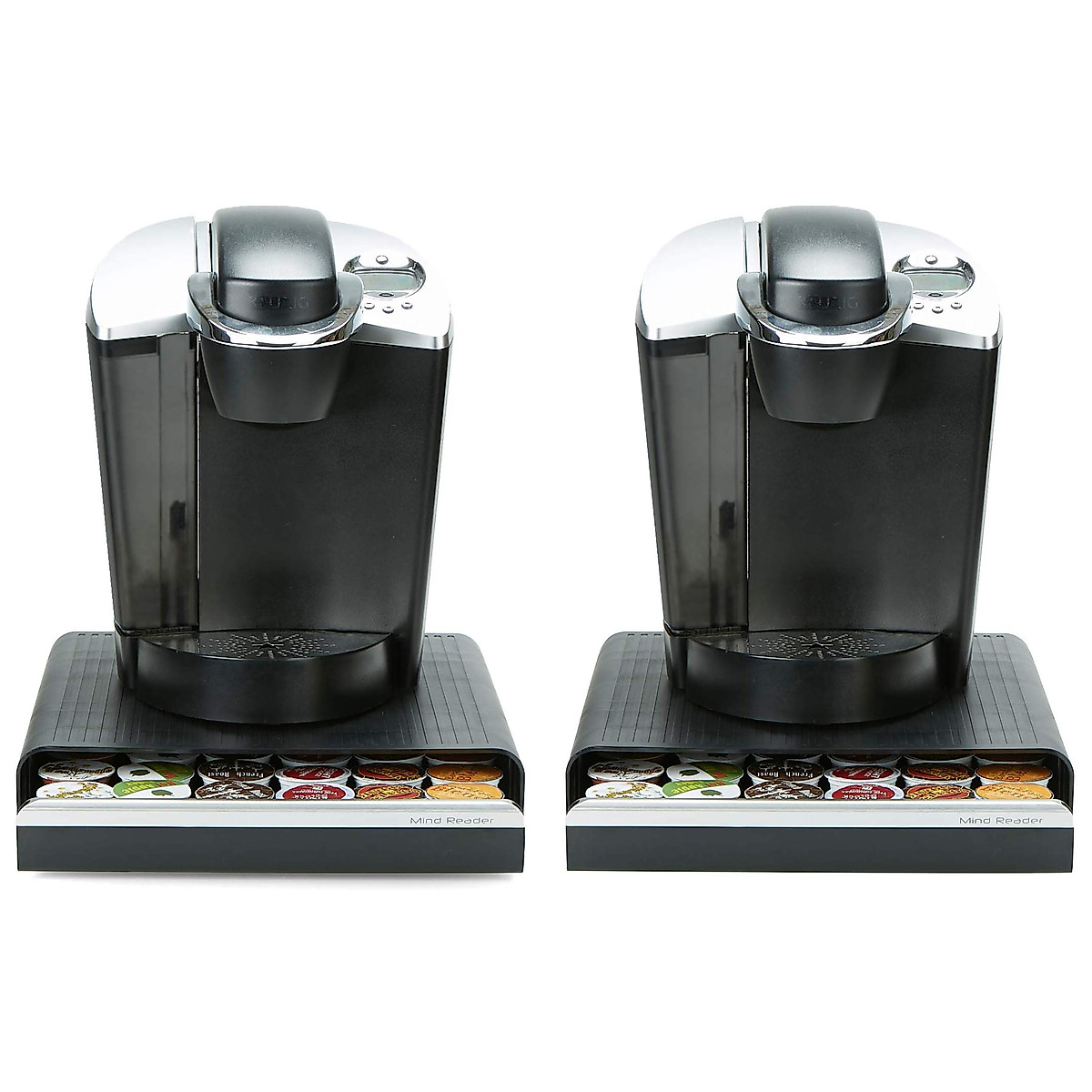 Mind Reader Single Serve Coffee Pod Drawer, Set of 2, 36 Pod Capacity, Countertop Organizer, 12.75" L x 13" W x 3" H, Black