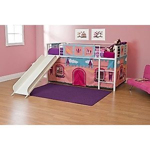 DHP Princess Castle Design Curtain Set for Junior Loft Bed, Kids Furniture, Pink
