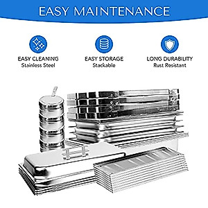 ALPHA LIVING 70014-GRAY 4 Pack 8QT Chafing Dish High Grade Stainless Steel Chafer Complete Set, 8 QT, Alpine Gray Handle