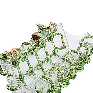 Diamante hand Bag. Rhinestone Evening bag. Hardbodied acrylic handbag. Gift for her. Sparkling rope handbag(Green