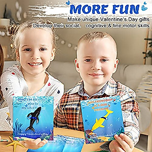 Valentines Day Cards for Kids 36 Pack, Kids Valentines Day Cards for School Classroom, 36 Sea Animal Toys & 40 Valentines Cards, Valentines Day Exchange Cards for Kids Boys Girls Gifts Party Favors