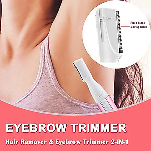 Electric Eyebrow Trimmer for Women, Facial Hair Razor Removal for Men, Mini Epilator for Bikini, Remover for Face, Chin, Peach Puzz, Lips, Body, Arms, Legs, Powered by Battery (not Included)