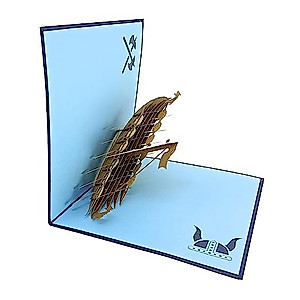 PopLife Norse Viking Ship 3D Pop Up Card for All Occasions - Happy Anniversary Pop Up Father's Day Card, Pop Up Birthday Card for Men, Retirement Card - for Dad, for Husband, for Son, for Grandpa