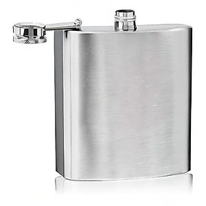 TRUE Stainless Steel Metal Men and Women Drinking Flasks for Vodka Whiskey Tequila Rum Cocktails, Travel, Backpacking, 6 oz, Set of 1, Silver