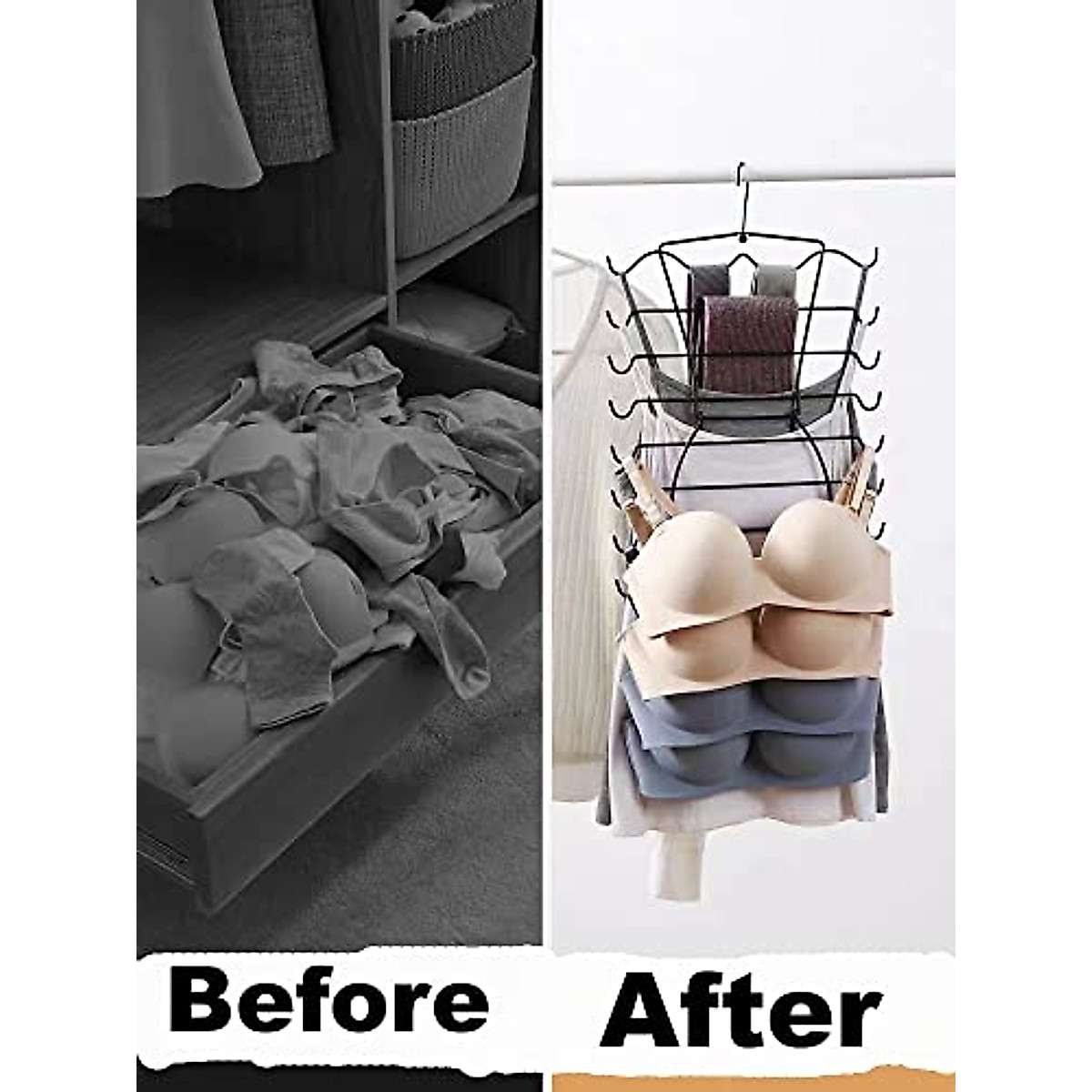 HAODOPSTY 8 Tier Tank Top Hanger, Metal Folding Bra Hanger for Closet (Matt Black, 1)