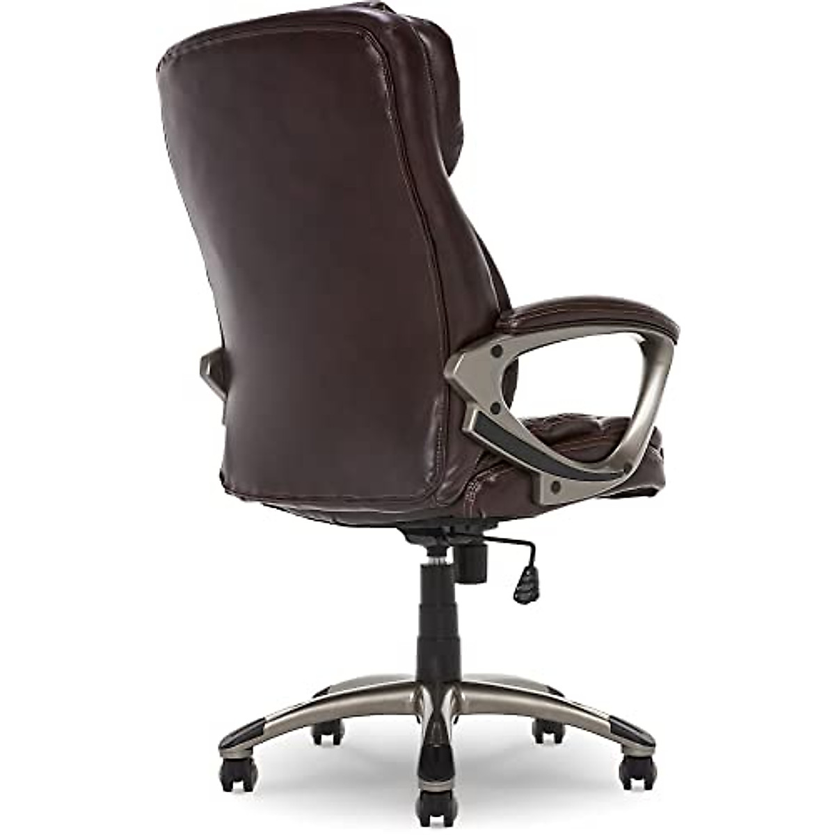 Serta Executive Office Adjustable Ergonomic Computer Chair with Layered Body Pillows, Waterfall Seat Edge, Bonded Leather, High-Back, Brown