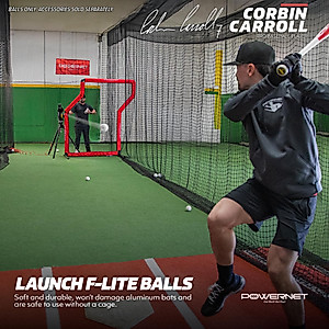 PowerNet Corbin Carroll Launch F-lite Ultra Light Dimpled Practice Balls for Pitching Machine | One Dozen