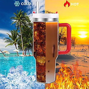 BELYQLY New Version 40oz Stainless Steel Vacuum Insulated Tumbler with Lid and Straw for Water, Smoothie and More, Iced Tea or Coffee (Christmas Red)