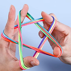 ibasenice 8 Pcs Cats Cradle String Hand String Tricks Game Finger String Toy Supplies for Kids Adults Party Stocking Stuffers