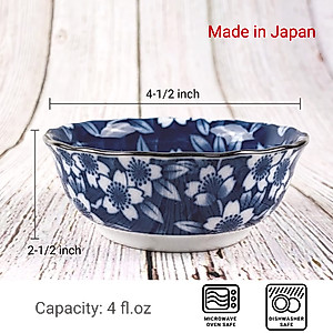 JapanBargain 4683, Set of 5 Japanese Porcelain Bowl Set Gift Set,Traditional Japanese Inspired Pattern Bowls, Made in Japan, 4-1/2" Diameter