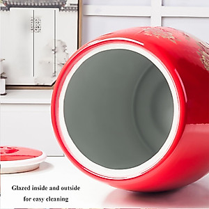 Classic Home Food Storage Porcelain Bottle Kitchen Sealed Jar With Lid Ceramic Rice Containe Ceramic Rice Cylinder With Lid Rice Storage Bins Ceramic Rice Bucket Rice Storage Box For Rice, Flour,Food(
