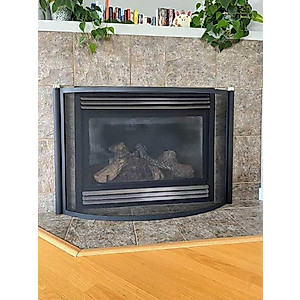 Pilgrim Home and Hearth 18345 Metro Bowed Fireplace Screen, Black and Polished Nickel