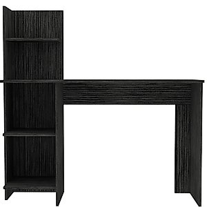 Aoyom 120 Computer Desk, Four Shelves -Smokey Oak