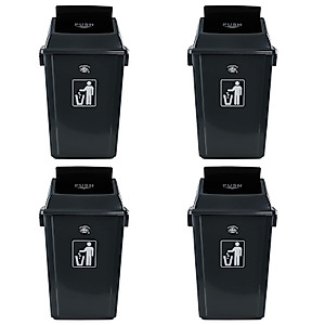 CadineUS 4-Pack 16 Gallon Large Garbage Can with Lid, Outdoor Swing Top Trash Bin