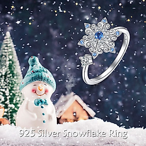 AOBOCO Sterling Silver Fidget Ring Snowflake Anxiety Fidget Spinner Ring Jewelry Birthday Mothers Day Gifts for Mom