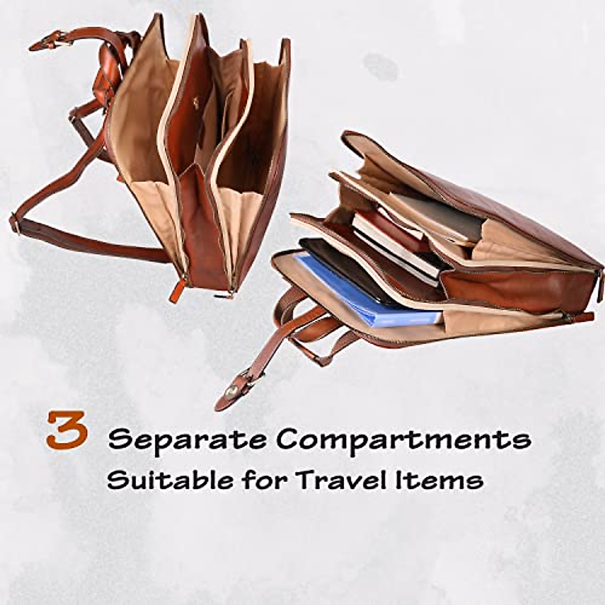 Banuce Full Grain Italian Leather Convertible Backpack Purse for Women Travel Laptop Backpack with luggage strap